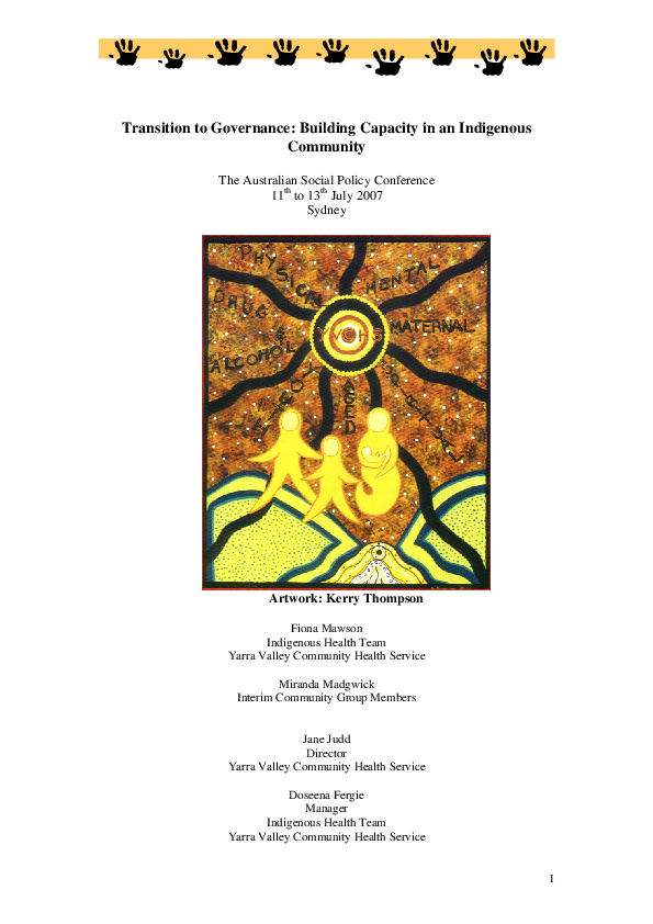 (PDF) Building Indigenous Governance Capacity in Health Services
