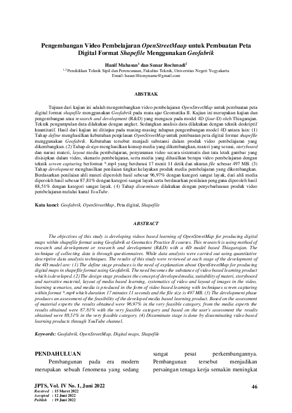 (PDF) Pengembangan Video Pembelajaran OpenStreetMaap untuk Pembuatan ...