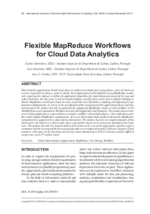 (PDF) Flexible MapReduce Workflows for Cloud Data Analytics