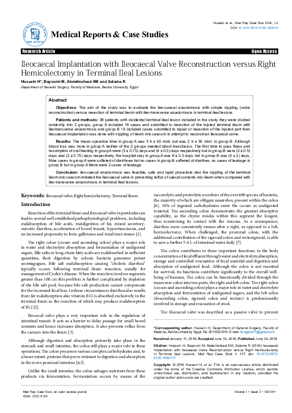 (PDF) Ileocaecal Implantation with Ileocaecal Valve Reconstruction ...