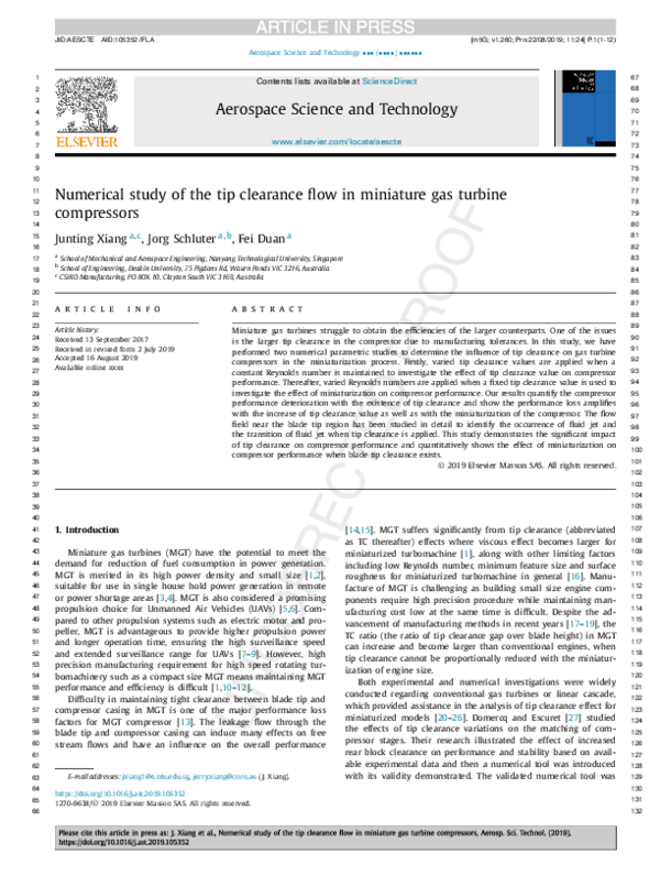 (PDF) Numerical study of the tip clearance flow in miniature gas turbine compressors
