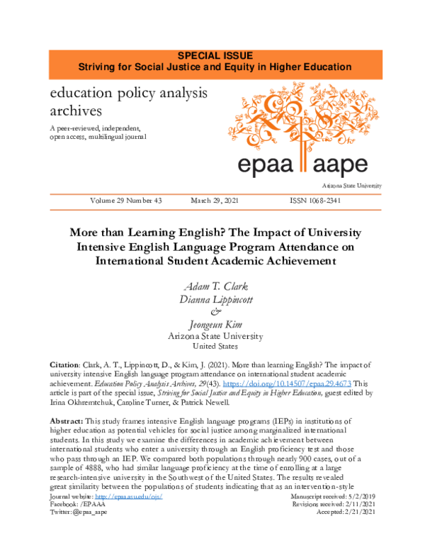 More than learning English? The impact of university intensive English ...