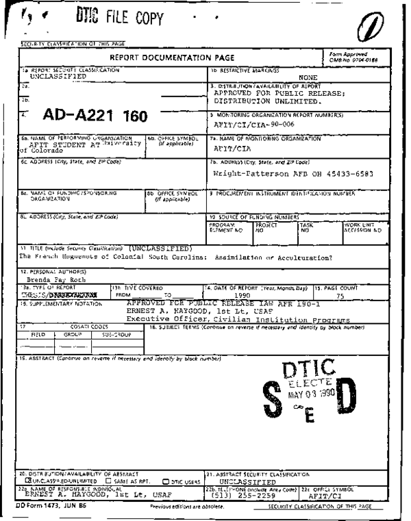 (PDF) The French Huguenots of Colonial South Carolina: Assimilation or ...