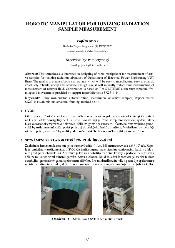 (PDF) Robotic manipulator for ionizing radiation sample measurement