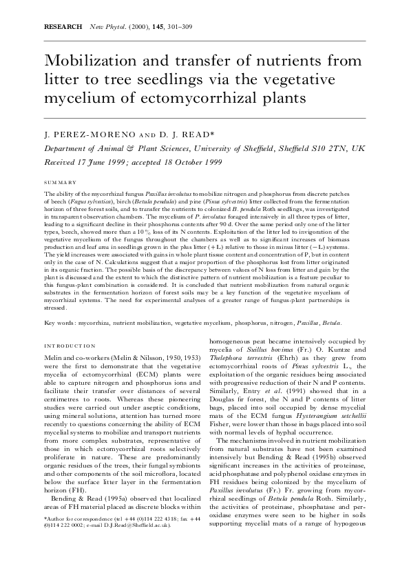 (PDF) Mobilization and transfer of nutrients from litter to tree ...