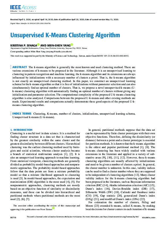 Pdf Unsupervised K Means Clustering Algorithm