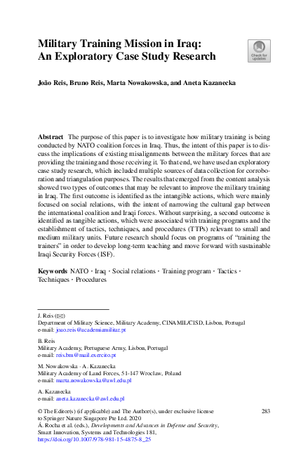(PDF) Military Training Mission in Iraq: An Exploratory Case Study Research