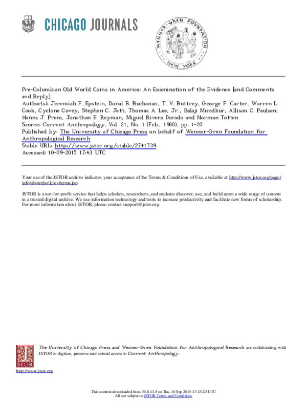(PDF) Pre-Columbian Old World Coins in America: An Examination of the ...