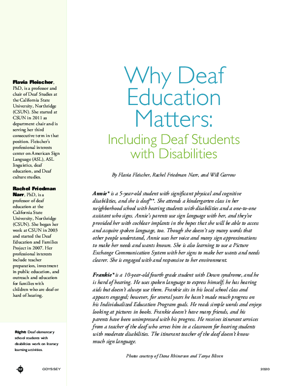 (PDF) Why Deaf Education Matters: Including Deaf Students with Disabilities