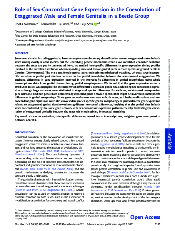 Pdf Role Of Sex Concordant Gene Expression In The Coevolution Of Exaggerated Male And Female