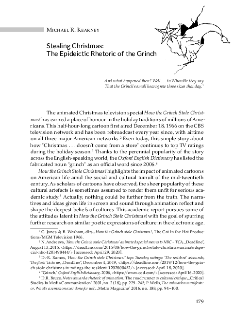 (PDF) Stealing Christmas: The Epideictic Rhetoric of the Grinch