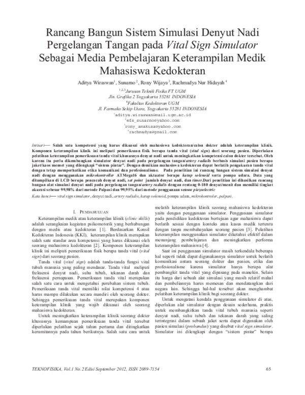 (PDF) Rancang Bangun Sistem Simulasi Denyut Nadi Pergelangan Tangan ...