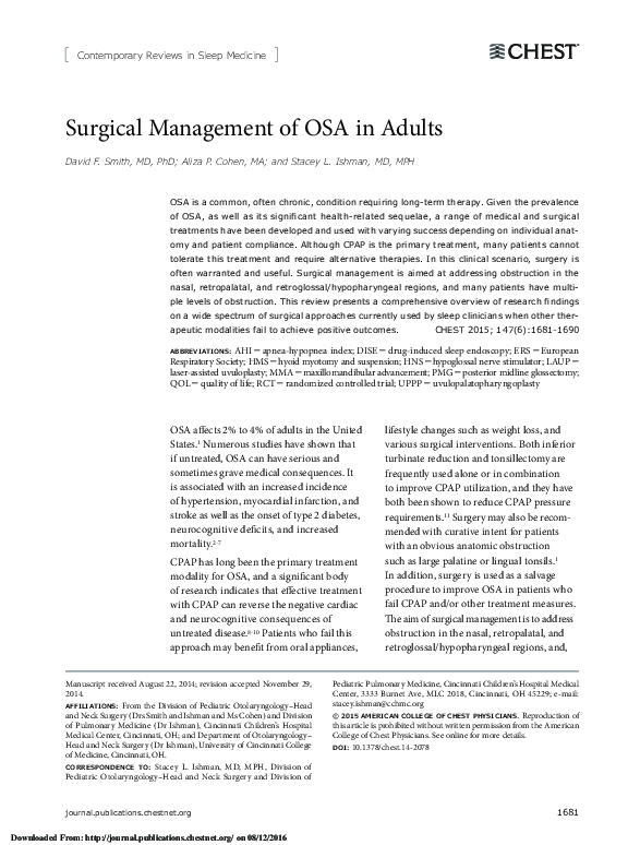 (PDF) Surgical Management of OSA in Adults