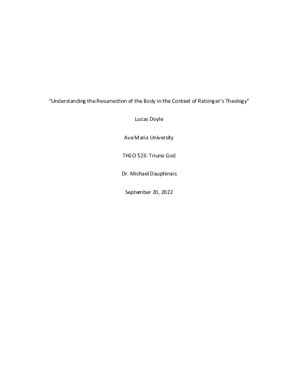 (DOC) The Resurrection of the Body in the Context of Ratzinger's ...