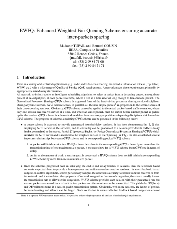 (PDF) EWFQ: Enhanced Weighted Fair Queuing Scheme ensuring accurate ...