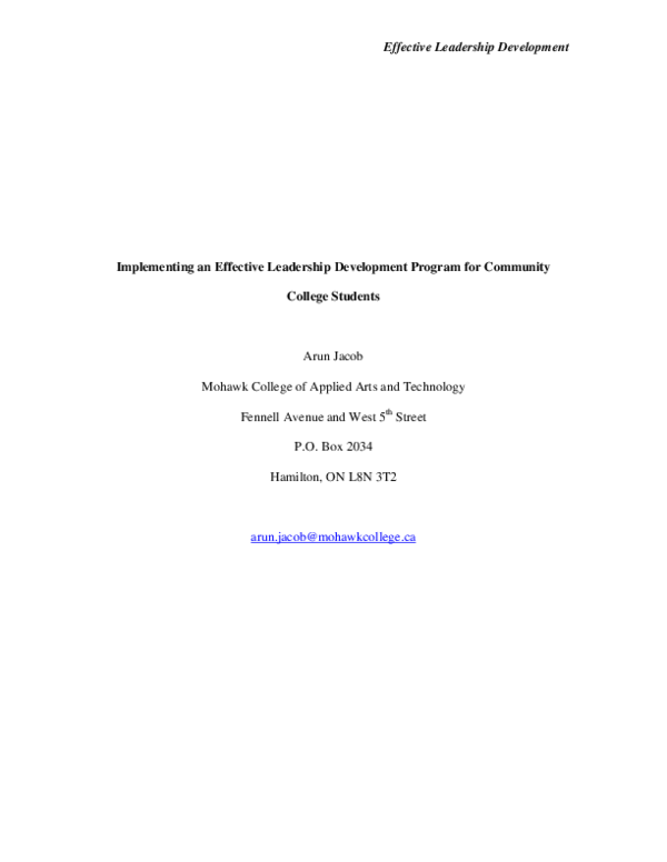 Pdf Effective Leadership Development