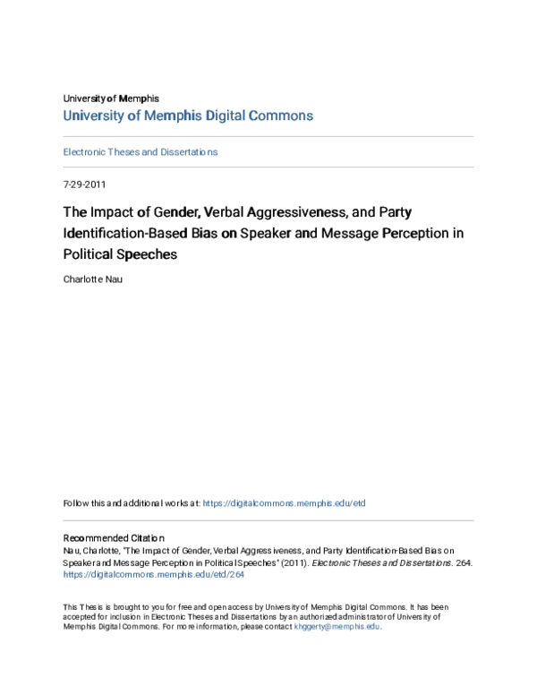 (PDF) The Impact of Gender, Verbal Aggressiveness, and Party ...
