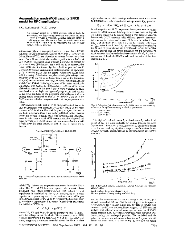 Pdf Accumulation Mode Mos Varactor Spice Model For Rfic Applications