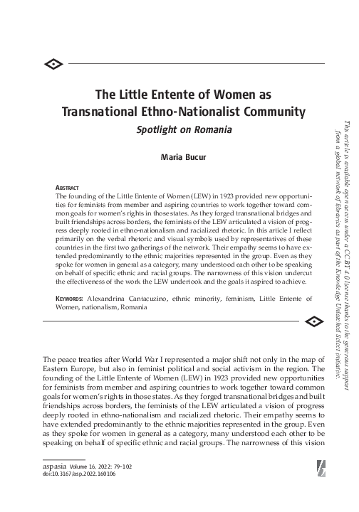 (PDF) The Little Entente of Women as Transnational Ethno-Nationalist ...