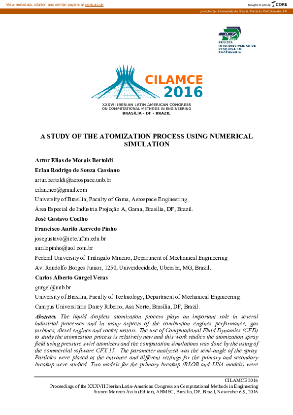 (PDF) A Study of the Atomization Process Using Numerical Simulation