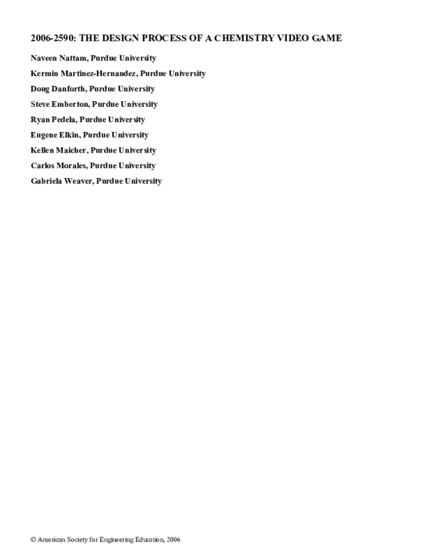 (PDF) The Design Process Of A Chemistry Video Game
