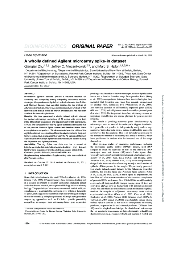 (PDF) A wholly defined Agilent microarray spike-in dataset
