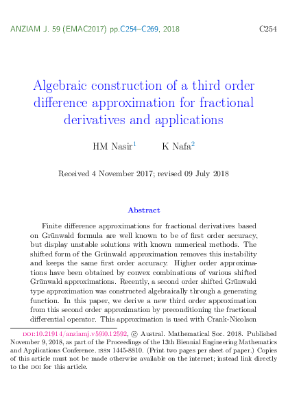 Pdf Algebraic Construction Of A Third Order Difference Approximations