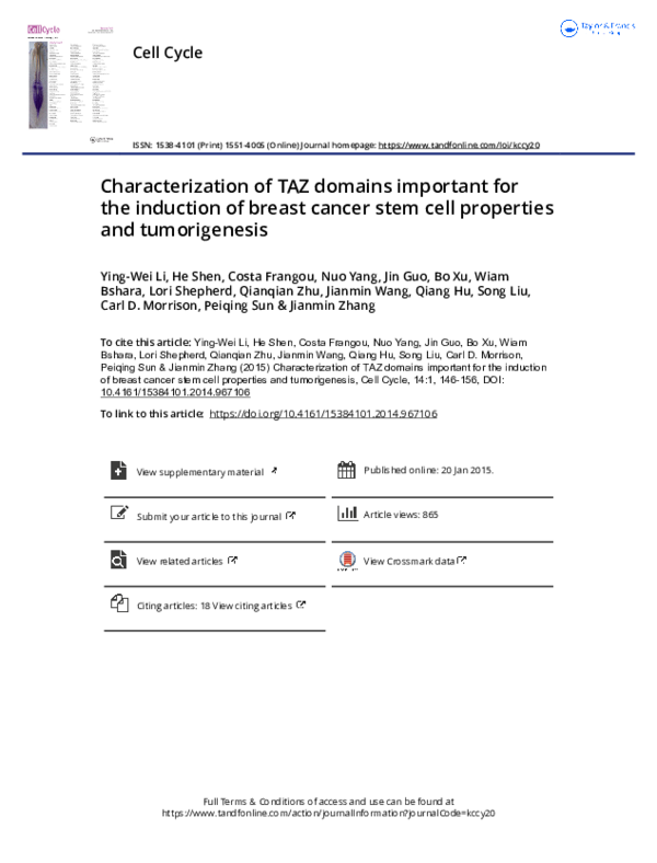 (PDF) Characterization of TAZ domains important for the induction of ...