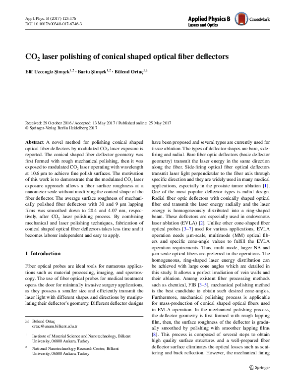(PDF) CO2 laser polishing of conical shaped optical fiber deflectors ...