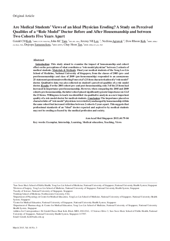 (PDF) Are Medical Students’ Views of an Ideal Physician Eroding? A ...