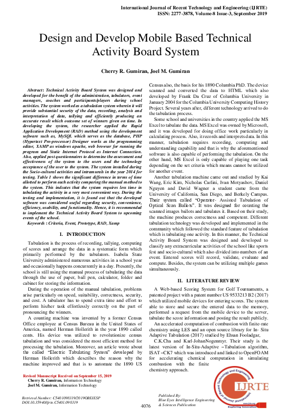 (PDF) Design and Develop Mobile Based Technical Activity Board System