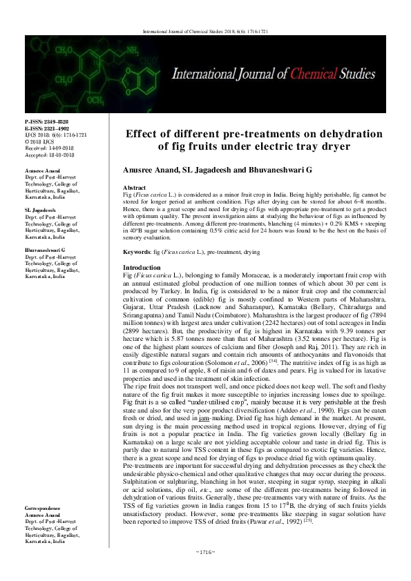 (PDF) Pre-treatment Effects on Fig Dehydration