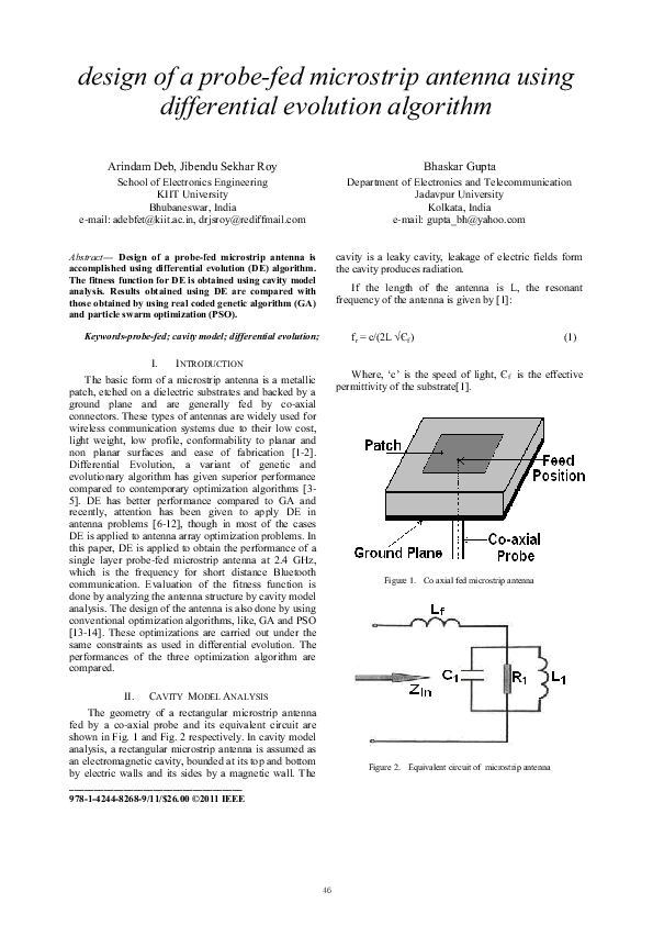 (PDF) Design of a probe-fed microstrip antenna using differential ...