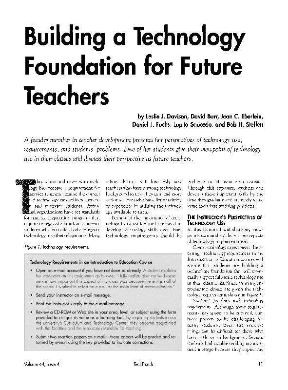 (PDF) Building a technology foundation for future teachers
