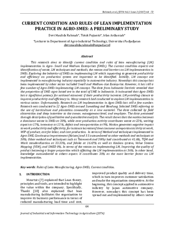 (PDF) Current Condition and Rules of Lean Implementation Practice in ...