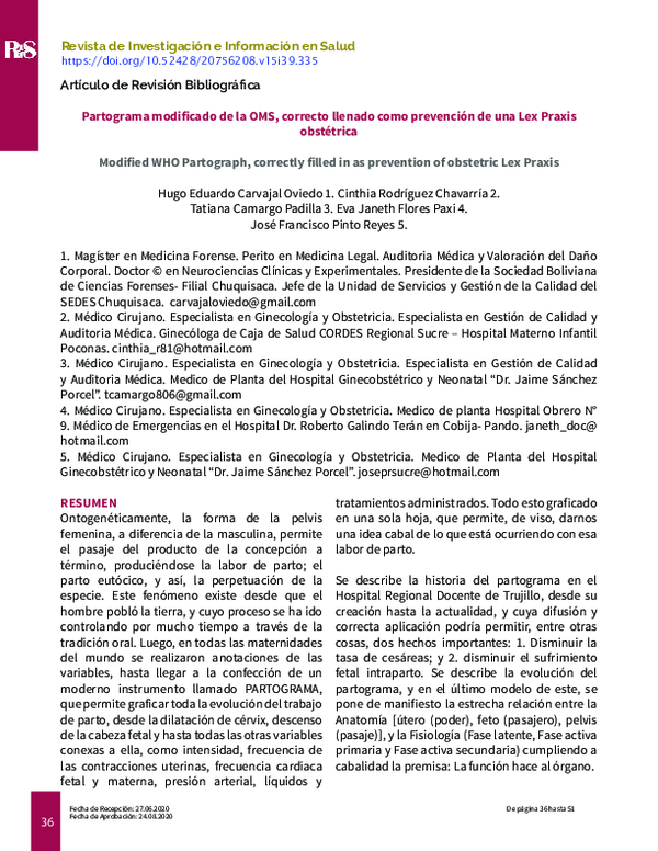 (PDF) Partograma Modificado de la OMS, Correcto Llenado como Prevención ...