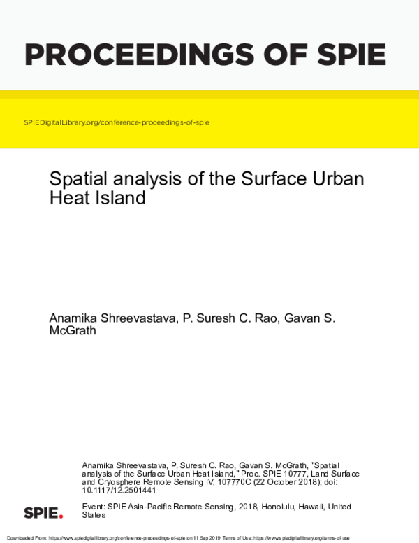 (PDF) Spatial analysis of the Surface Urban Heat Island (PDF) Spatial analysis of the Surface Urban Heat Island