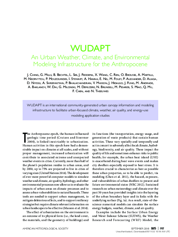 Pdf Wudapt An Urban Weather Climate And Environmental Modeling Infrastructure For The