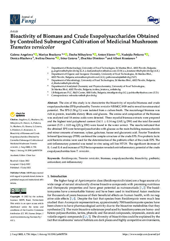 (PDF) Bioactivity of Biomass and Crude Exopolysaccharides Obtained by ...