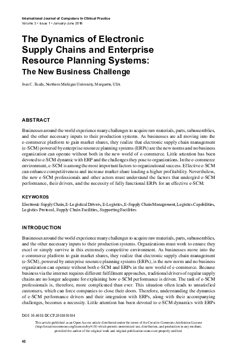 (PDF) The Dynamics of Electronic Supply Chains and Enterprise Resource ...