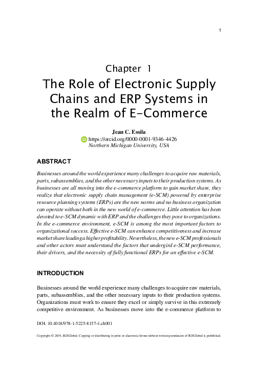 (PDF) The Role of Electronic Supply Chains and ERP Systems in the Realm of E-Commerce