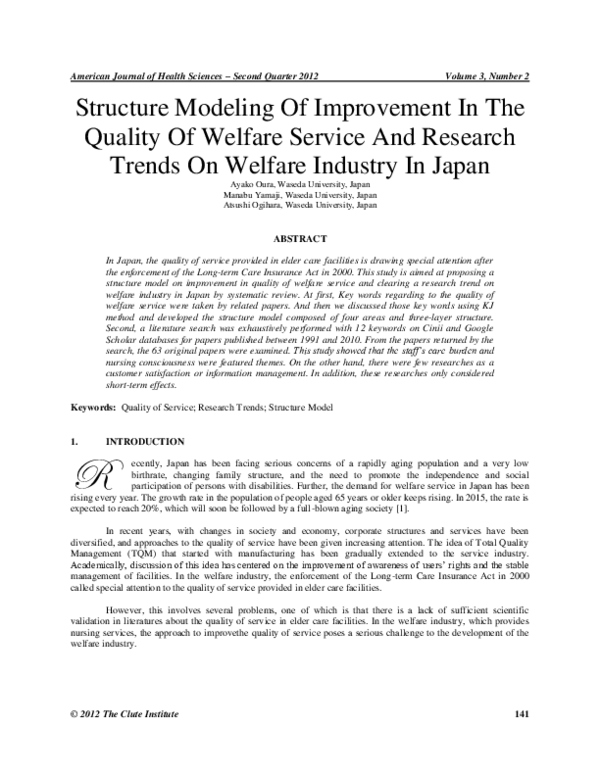 (PDF) Structure Modeling Of Improvement In The Quality Of Welfare ...
