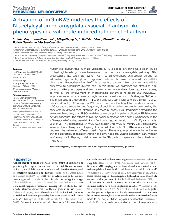 (PDF) Activation of mGluR2/3 underlies the effects of N-acetylcystein ...