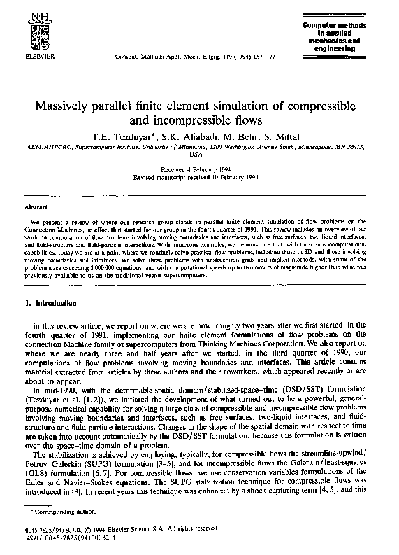 (PDF) Massively parallel finite element simulation of compressible and incompressible flows