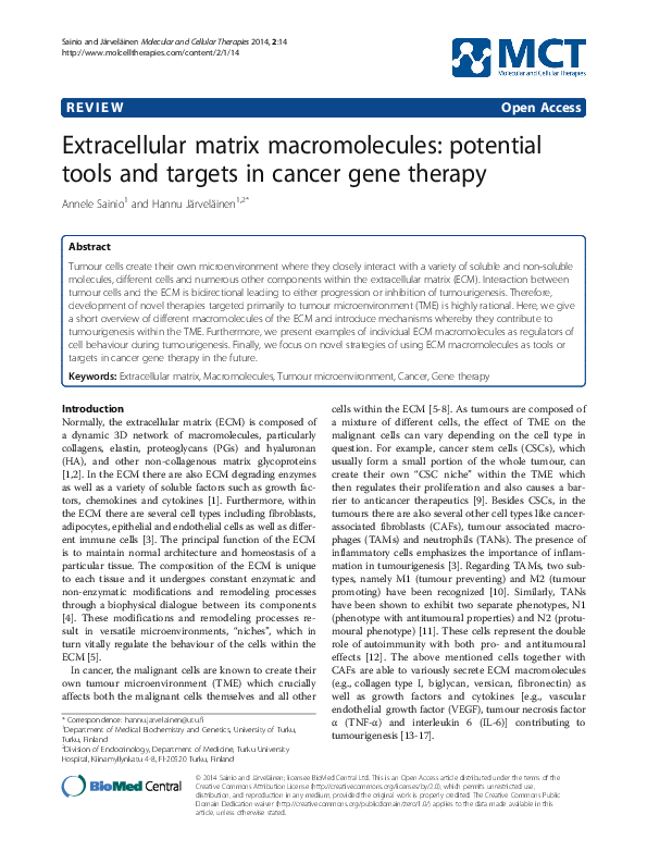 (PDF) Extracellular matrix macromolecules: potential tools and targets ...