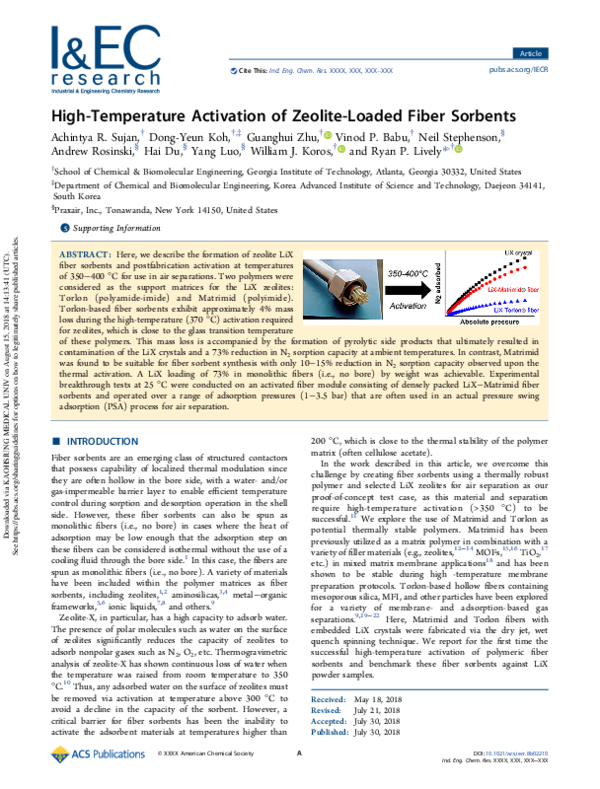 (PDF) High-Temperature Activation of Zeolite-Loaded Fiber Sorbents