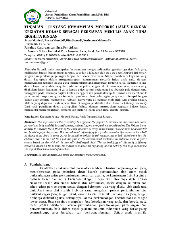 (PDF) Tinjauan Tentang Kemampuan Motorik Halus Dengan Kegiatan Kolase Sebagai Persiapan Menulis ...