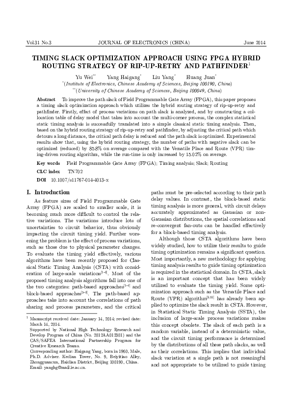 Pdf Timing Slack Optimization Approach Using Fpga Hybrid Routing 3598