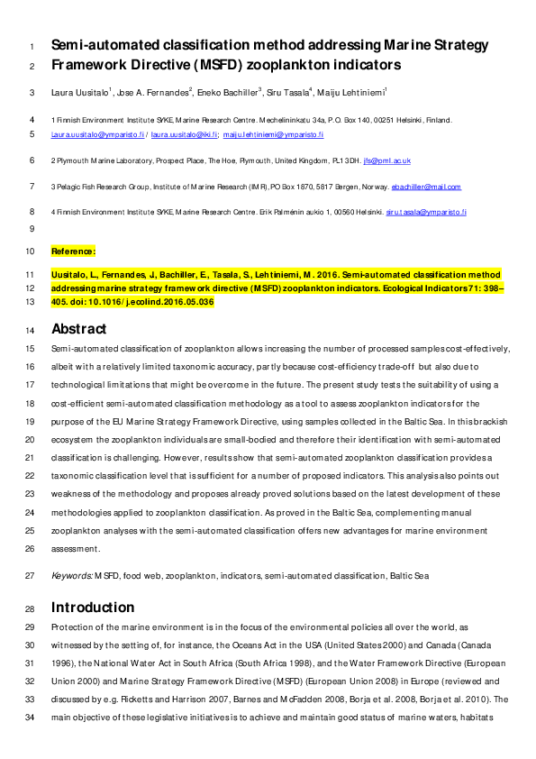 (PDF) Semi-automated classification method addressing marine strategy ...