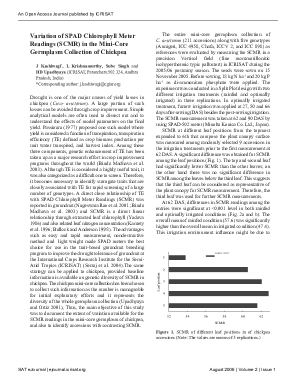 (PDF) Variation of SPAD chlorophyll meter readings (SCMR) in the mini ...